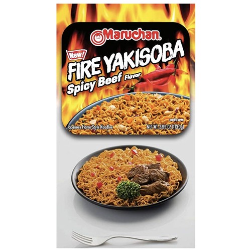 Epallet - Maruchan Fire Yakisoba Spicy Beef, 3.99oz Microwave Bowl