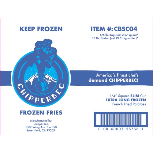 E Pallet - 1/4" Square Cut CHIPPERBEC Frozen French Fries