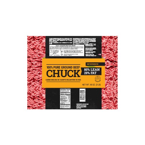 E Pallet - Ground Beef Chuck 80% Lean/20% Fat 12-3# Chubs
